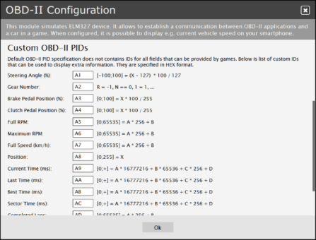 OBD-II Simulator Configuration | Next Level Racing